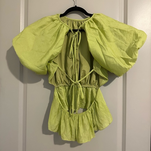 Tops | Never Worn Before Extreme Puff Sleeve Backless Blouse | Poshmark
